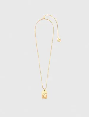 Maje Zirconium Zodiac Sign Plaque Chain Necklace - Gemini