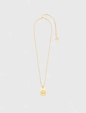Maje Zirconium Zodiac Sign Plaque Chain Necklace - Libra