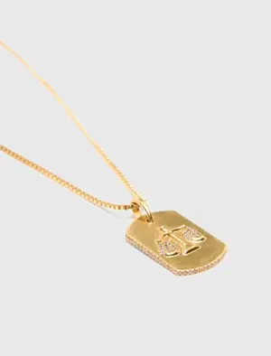 Maje Gold Plated Zodiac Sign Pendant Necklace - Libra