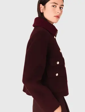 Maje Wool Reversible Double-faced Jacket - Burgundy