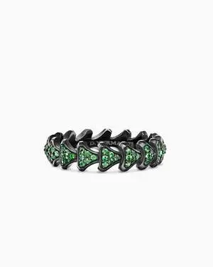David Yurman Armory Band Ring In With Sapphires - Tsavorite