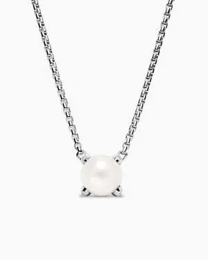 David Yurman Classics Necklace In Sterling Silver With And Diamonds - Pearl