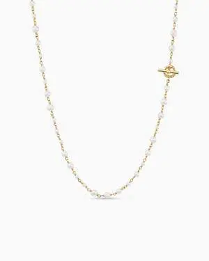 David Yurman Classics Toggle Chain Necklace In 18k Yellow Gold - Pearl