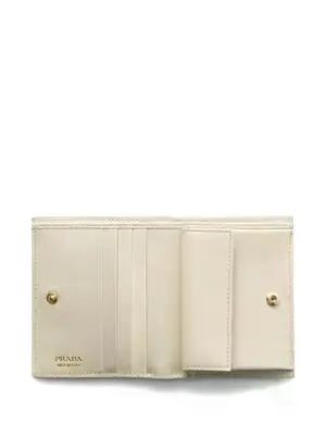 Prada Small Floral-print Saffiano-leather Wallet - Neutrals