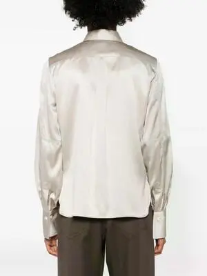 Brunello Cucinelli Long-sleeve Silk Shirt - Neutrals