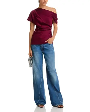 Simkhai Phoebe Draped Top - Cranberry