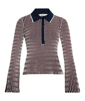 Simkhai Colleen Wavy Striped Polo Shirt