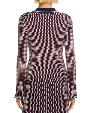 Simkhai Colleen Wavy Striped Polo Shirt