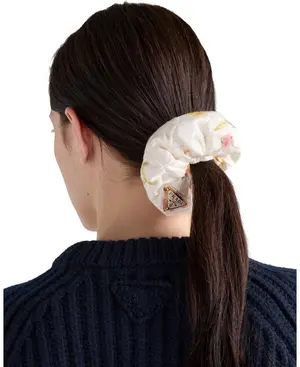 Prada Floral-print Satin Scrunchie - Multi