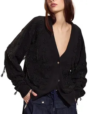 Cynthia Rowley Paloma Boyfriend Cardigan - Black