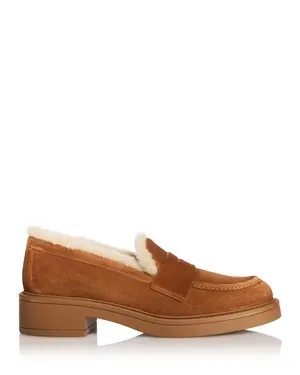 STUART WEITZMAN Celia Lite Shearling Lined Loafers - Doe