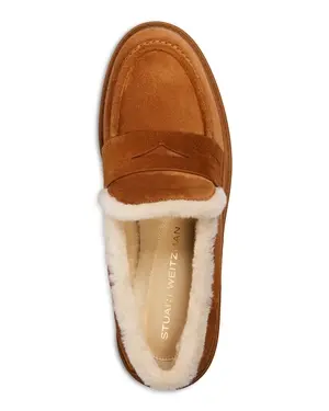 STUART WEITZMAN Celia Lite Shearling Lined Loafers - Doe