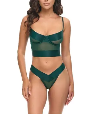 OH LA LA CHERI Gia Strappy Mesh Bustier Set - Rain Forest