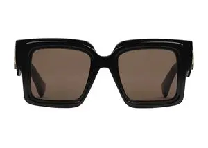 Gucci Oversized Rectangular Sunglasses - Shiny Black/brown Lens (733349 J0740 1023)