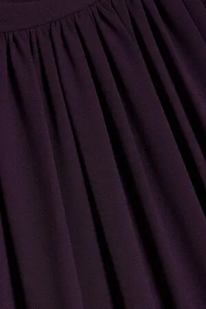 MIKAEL AGHAL Gathered Chiffon Maxi Gown With Waist Tie - Violet