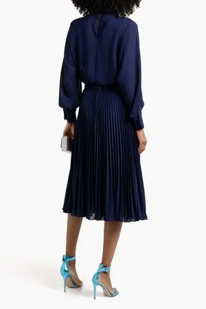 MIKAEL AGHAL Pleated Chiffon Midi Skirt