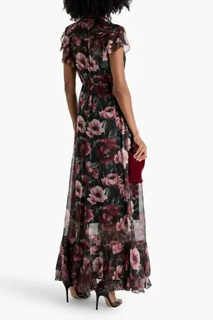 MIKAEL AGHAL Ruffled Floral-print Georgette Maxi Dress