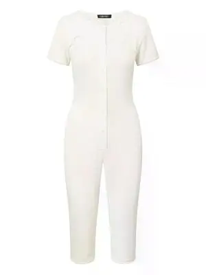 ELENA VELEZ Ribbed-knit Jumpsuit - White