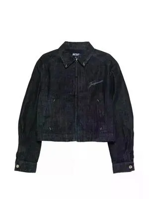 Jacquemus Cotton Laser Logo Print Zip Up Jacket - Blue