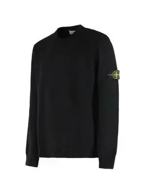 Stone Island Ribbed Crew-neck Sweater - Black