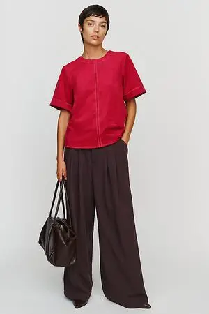 Maeve Emmy Faux-suede Swing Blouse - Raspberry