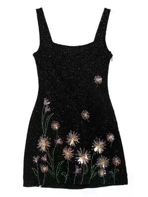 Staud Sequin-embellished Floral Mini Dress