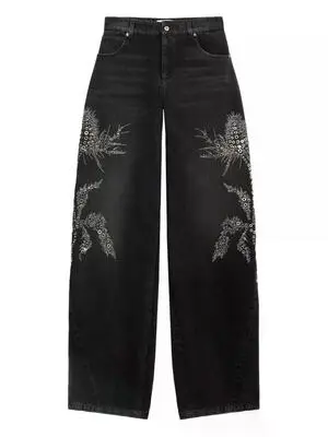 Blumarine Embellished Wide-leg Trousers