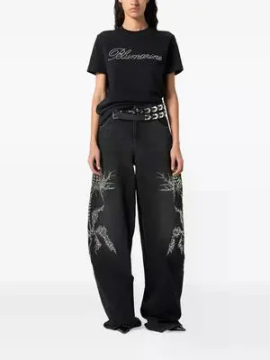 Blumarine Embellished Wide-leg Trousers
