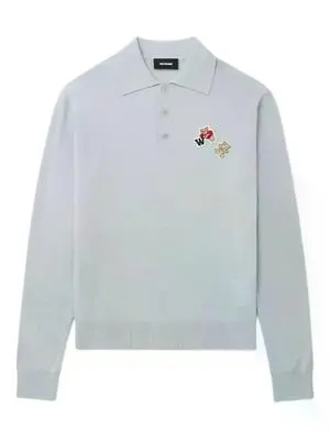 We11Done Bear-embroidered Polo-neck Sweater
