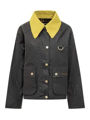 Barbour Waxed Cotton Jacket With Velvet Collar - Blue