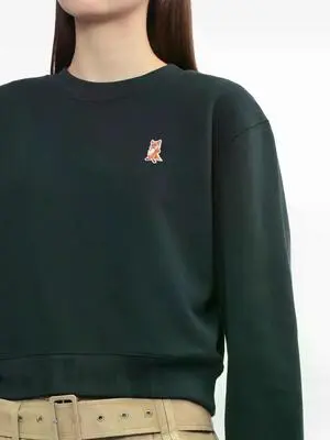 Maison Kitsuné Fox-embroidered Cropped Sweatshirt