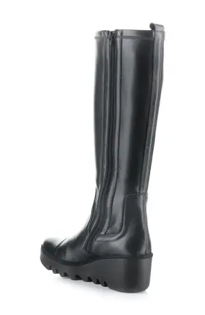 Fly London Budi Knee High Wedge Boot - Black