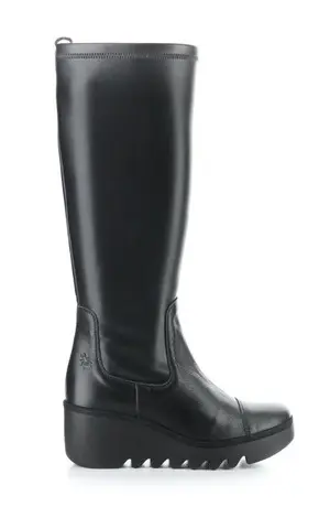 Fly London Budi Knee High Wedge Boot - Black