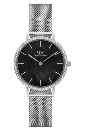 DANIEL WELLINGTON Petite Lumine Mesh Strap Watch - Silver