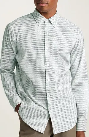 Bonobos Tech Slim Fit Print Button-up Shirt - White/green