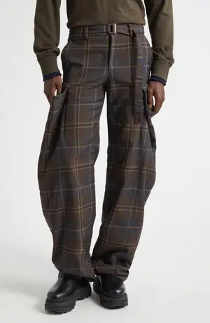 Sacai Belted Plaid Cargo Pants