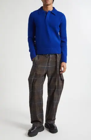 Sacai Belted Plaid Cargo Pants