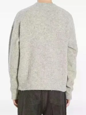 AMI Paris Ribbed Crew-neck Sweater - Grey
