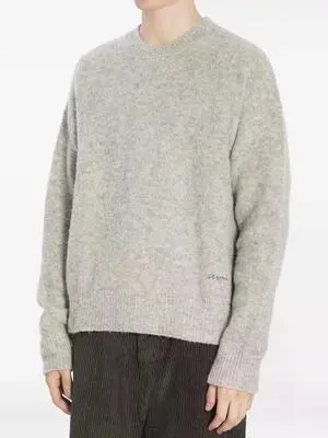 AMI Paris Ribbed Crew-neck Sweater - Grey