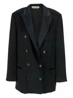 Alberta Ferretti Satin-lapel Double-breasted Jacket - Black