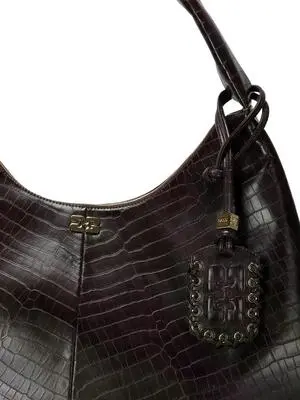 GANNI Embossed Shoulder Bag With Charm