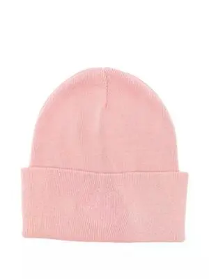 Fiorucci Embroidered Cotton Beanie Hat - Pink