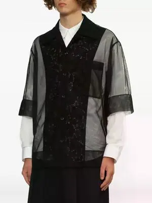 Simone Rocha Lace-panel Mesh Shirt