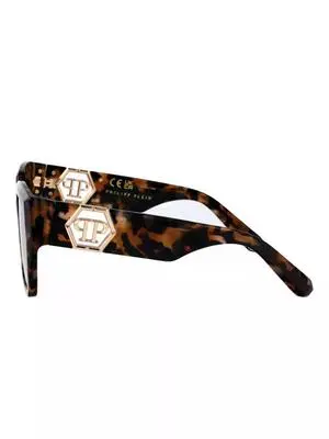 Philipp Plein Tortoiseshell Geometric Frame Sunglasses - Brown