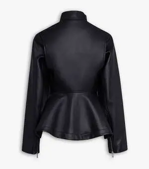 Alaïa Lambskin Peplum Leather Jacket - Black
