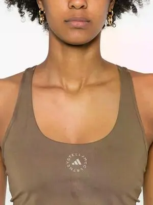 Adidas By Stella McCartney Racer-back Logo Tank Top - Brown