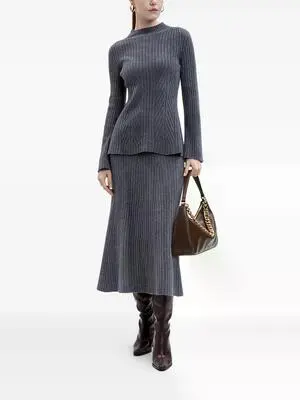 TWINSET Ribbed Flared Midi Skirt