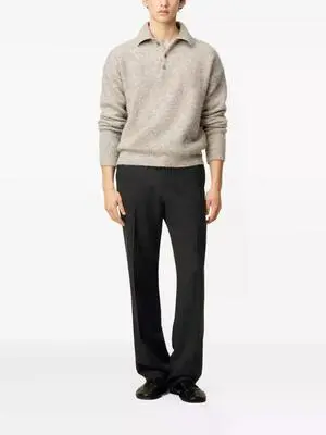 AMI Paris Wool Straight-leg Trousers - Grey