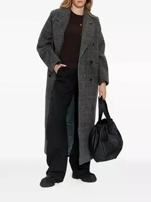 SAMSOE SAMSOE Sajilla Double-breasted Checked Coat - Grey