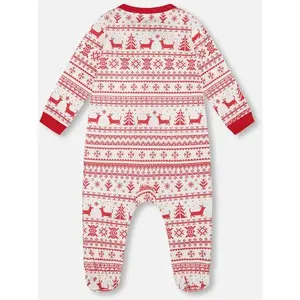 DEUX PAR DEUX Organic Cotton One-piece Pajamas - Red And White Fairisle